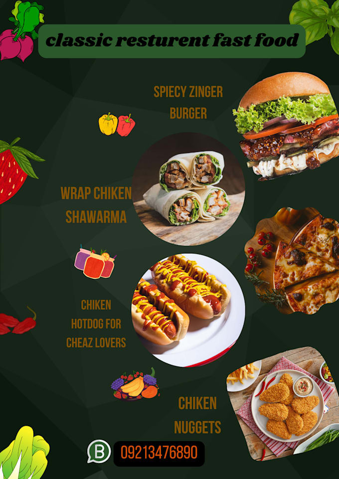 Design high quality restaurants menu card by Graphicszaid | Fiverr