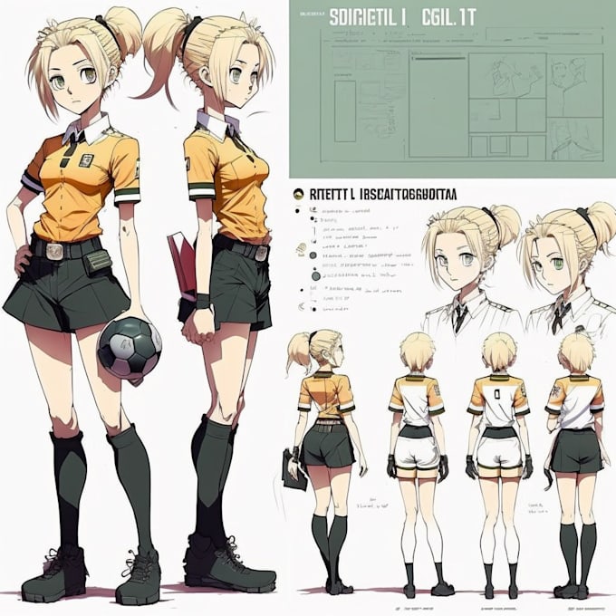 Draw a anime concept reference sheet by Pookicases | Fiverr