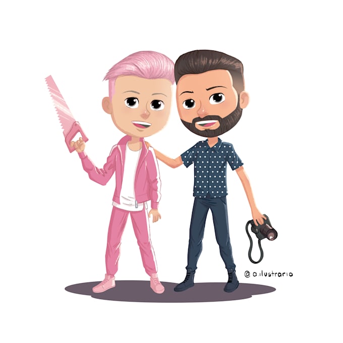 Draw colorful digital couples portrait by Rodrigootaguro | Fiverr