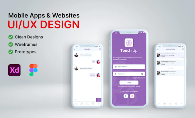 Design website or mobile apps ui ux, wireframe and prototype by ...