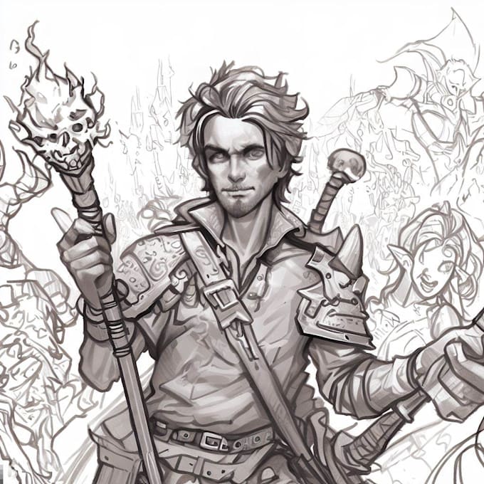 Draw your dnd fantasy character and party art by Sarankunw | Fiverr