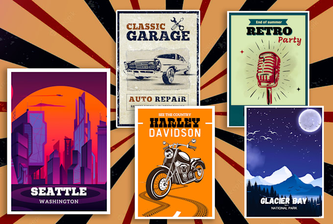Illustrate top level retro vintage poster design by Jafor03 | Fiverr