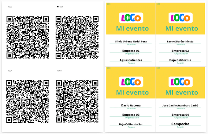 Generate a pdf of badges for your conference with qr by Dpicassom | Fiverr