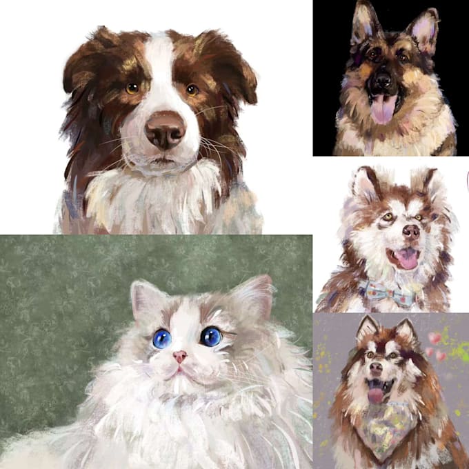 Draw your pets portrait digital by Garrettzhang | Fiverr