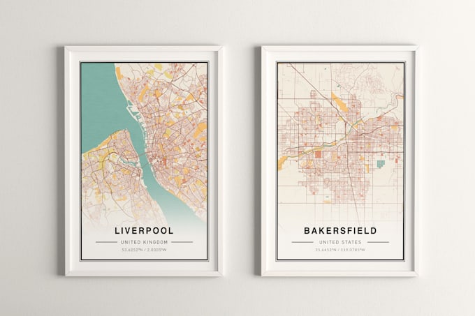 Create premium custom city map posters by Ruutec | Fiverr