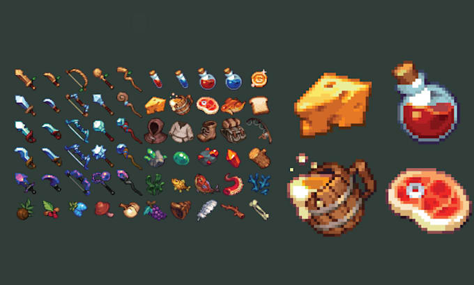 Draw icons in pixel art for abilities or items by Hunny_art | Fiverr