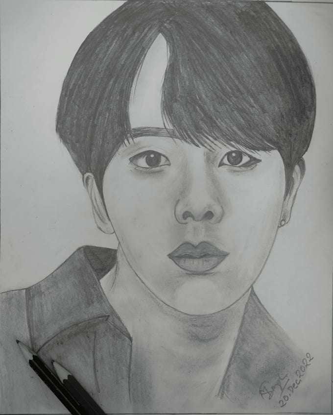 Draw amazing realistic pencil portrait from a photo by Mahimaart | Fiverr