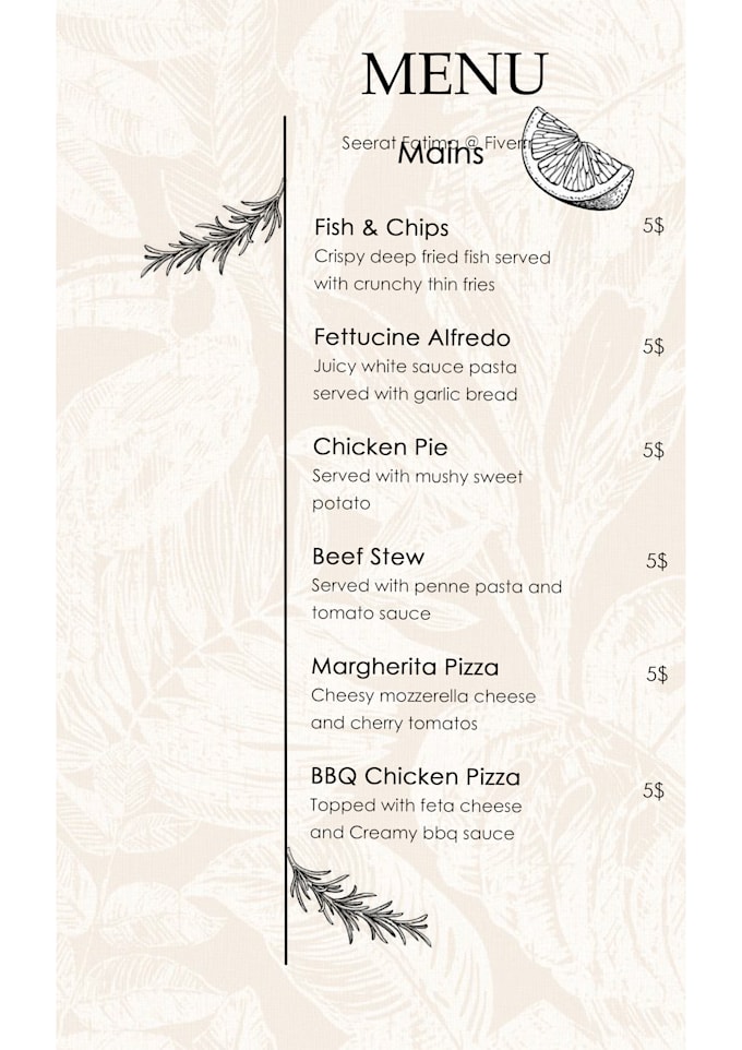 Design creative food menus, restaurant menu and cafe menu by ...