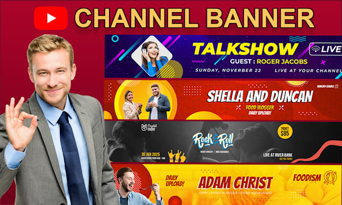 Design youtube channel banner art, or channel cover professionally by ...