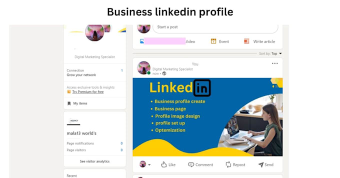 Create linkedin business profile and page setup by Rehenasheikmala | Fiverr
