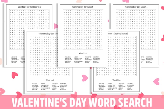Design valentines day word search pages for kids and adults by Design ...