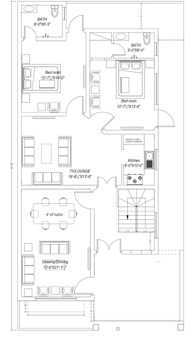 Design,redraw arhitectural drawings in 2d and 3d by Imanproperties | Fiverr