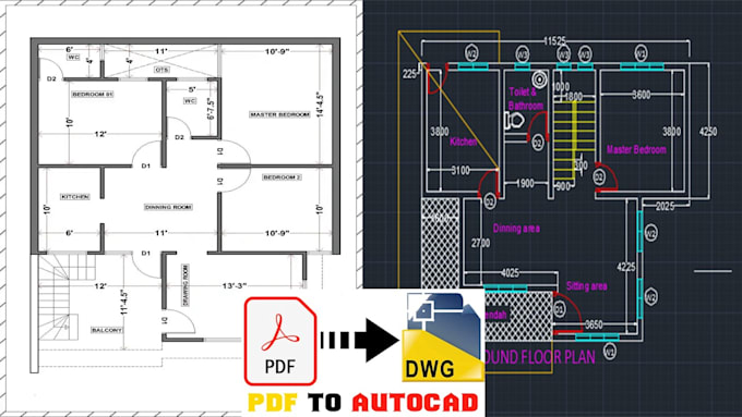 Convert pdf and jpg drawings to autocad dwg files by Riazulhsn | Fiverr