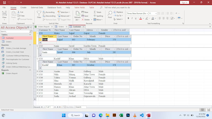 Create access database design projects for you by Malikabdulah51 | Fiverr