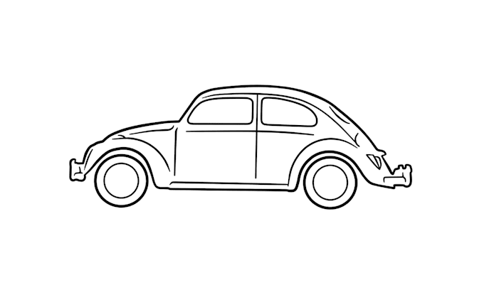 Create a detailed line art illustration of your car in profile by ...