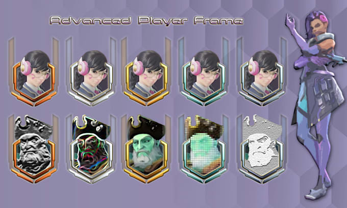 Make a custom overwatch player frame overlay, character icon stylised ...