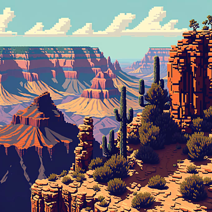 Make a static pixel art scene or background for you by Algorrij | Fiverr