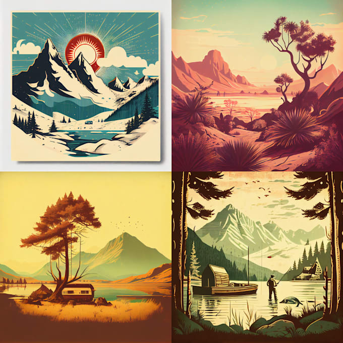 Create vintage retro landscape environment art by Freshlofi | Fiverr
