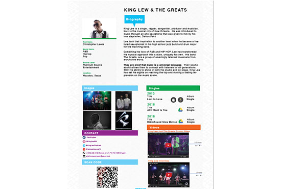 Create a printable pdf epk for any artist by Ralphbb | Fiverr