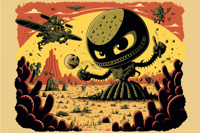 Create a unique retro, vintage, comic, scifi artwork by Futureriffs ...