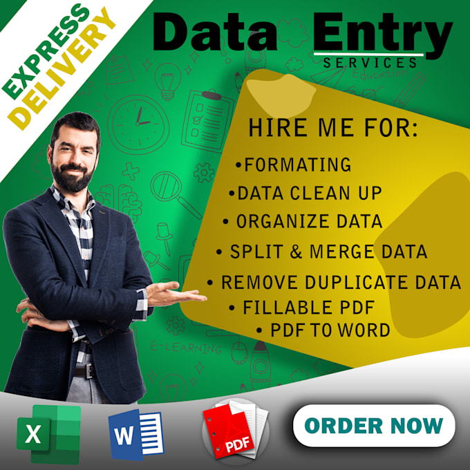 Data entry, excel, clean, merge, split, big excel data files by Srv0607 ...