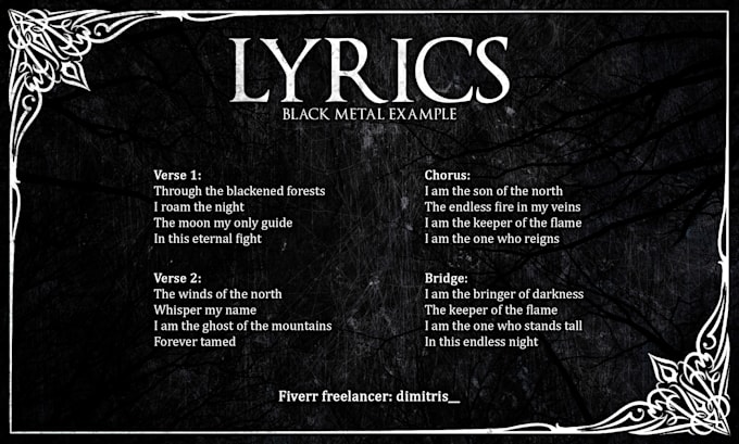 Write lyrics for your metal song, black metal, deathcore etc by ...