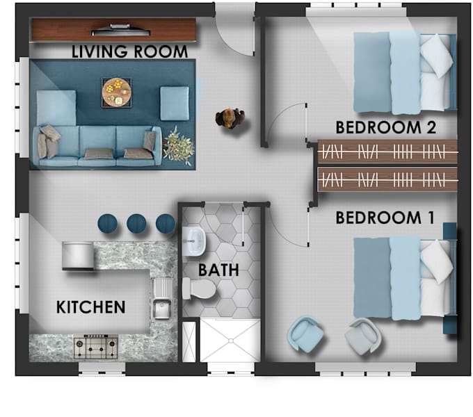 Professionally render 2d floor plans in adobe photoshop by Kevinkyule ...