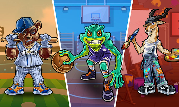 Draw a custom mascot, cartoon logo illustration and animal by Akunuser ...