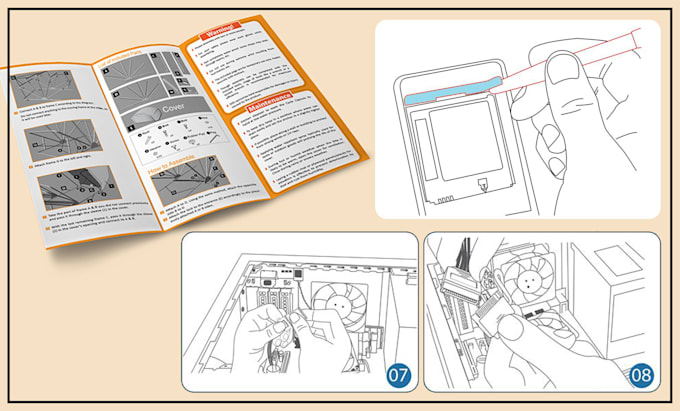 Draw instruction manual, line art, user guide for product by Loops_360 ...