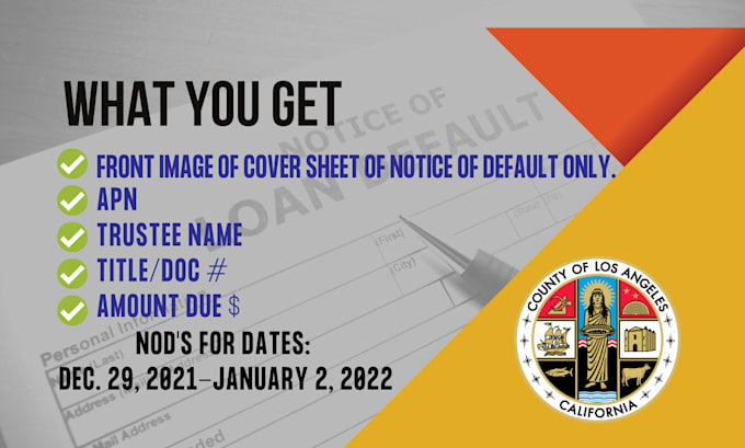 Provide early access to los angeles county notices of default cover ...