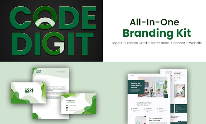 Create a complete branding kit with a premium golden ratio logo and ...