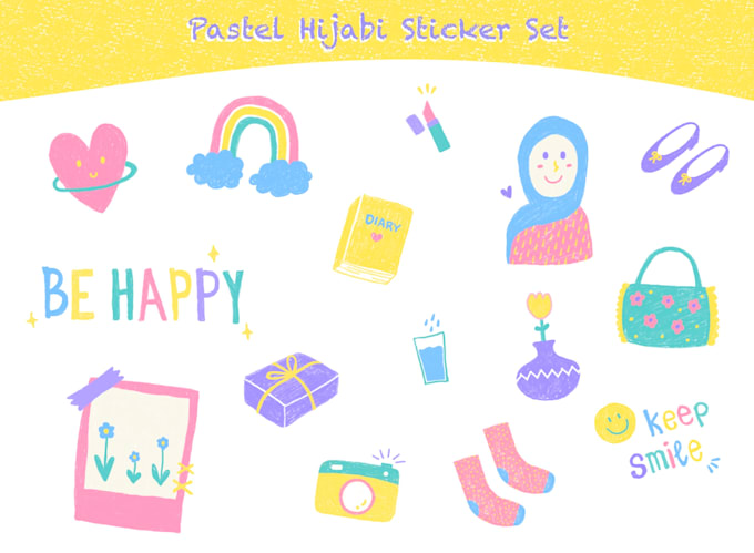 Design cute kawaii childlike doodle stickers for you by Kinderjiy | Fiverr