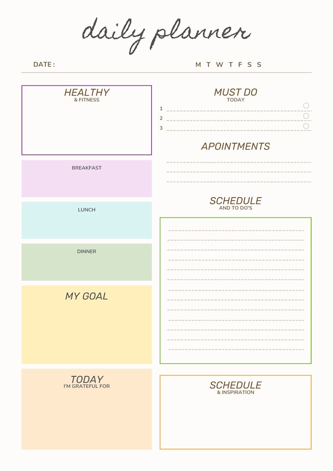 Design a colorful digital daily planner by Lakshmipriyah | Fiverr