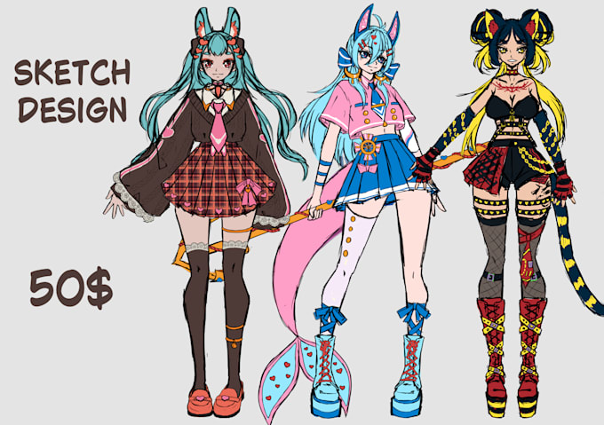 Draw a custom anime character oc design by Il2luffs | Fiverr