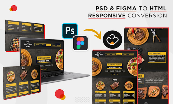 Convert psd to html css bootstrap, responsive by Anshuhota | Fiverr
