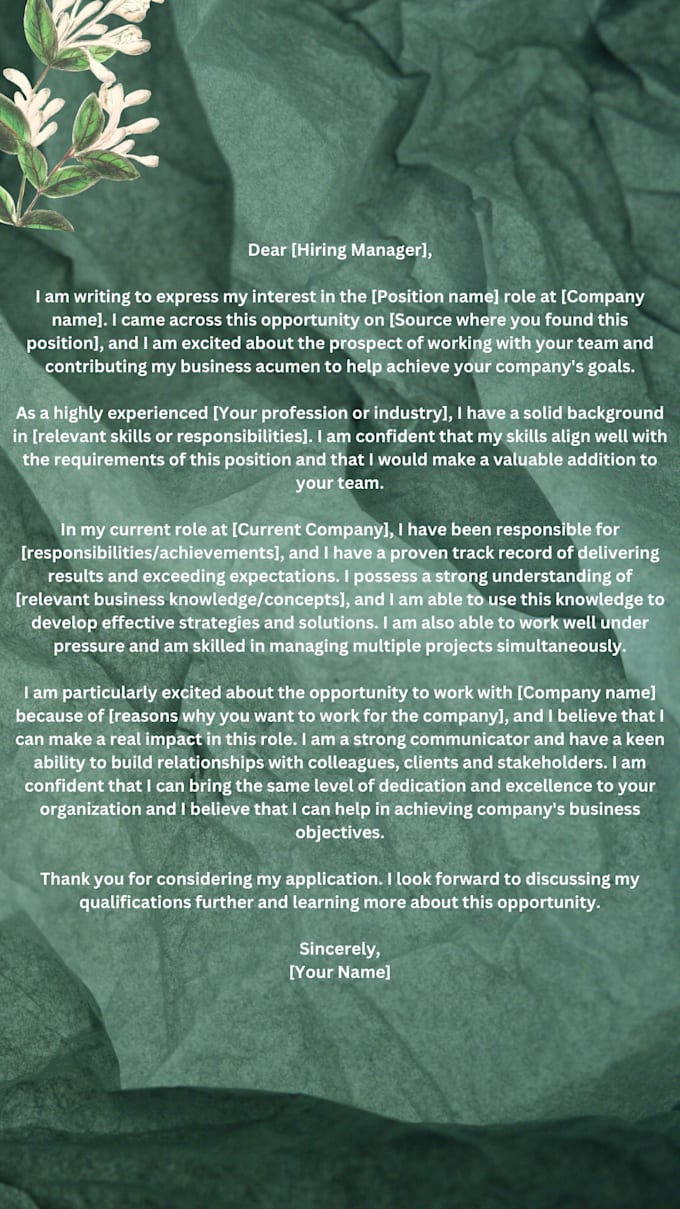 Write you the best cover letter for any type by Usamarasheed108 | Fiverr