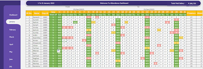 Create An Automated Excel Attendance Sheet With Payroll Salary Slip Hr Manager By Zee7426shan