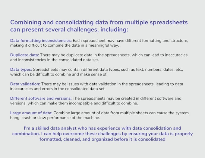 Combine your data between two or more spreadsheets by Andrea_data | Fiverr