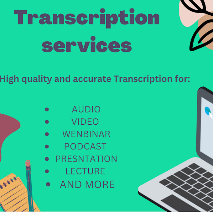 Transcribe english audio and do video transcription manual transcript by Lucymugo1012 | Fiverr