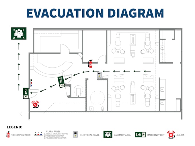 Design emergency evacuation plan, fire escape diagram, map for your ...