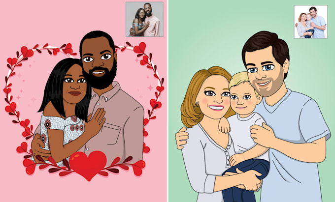 Draw bitmoji couple cartoon portrait for valentine day by Mandi ...