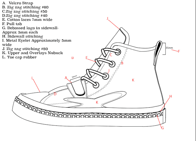 Create a tech pack for your footwear design by The3dshoeguy | Fiverr