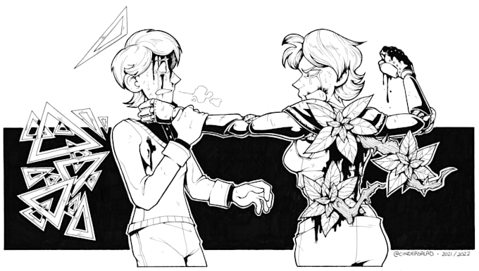 Draw an inked illustration of the characters you want by Cindersalad ...