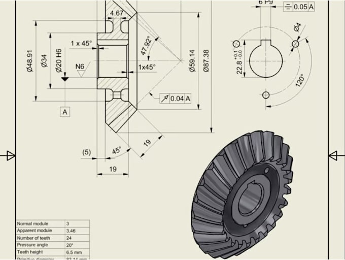 Create mechanical and technical drawing using autocad or solidswork by ...