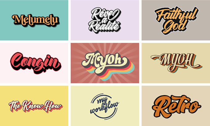 Design custom hand lettering retro typography script font logo by ...