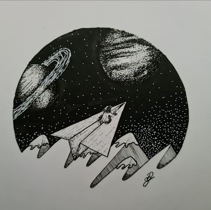 Draw various scenes, animals or wild ideas using fine line ink pens by ...