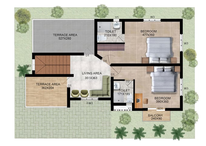 Render 2d plans sections elevations views etc on photoshop by ...