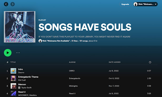 Make a custom playlist for you by Nicknakani | Fiverr