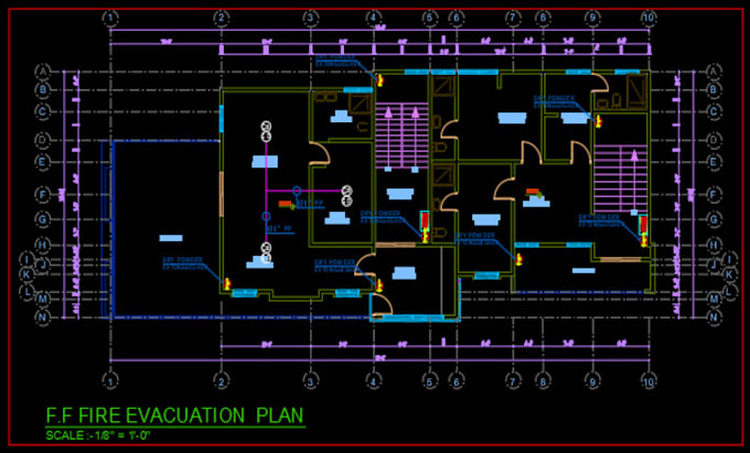 Create fire emergency evacuation, hydrant, alarm plan in autocad by ...