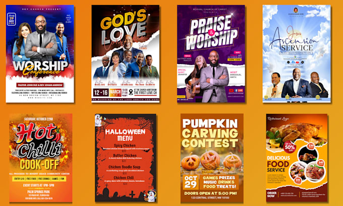 Do wedding invitation, halloween party flyer, event flyer, church, food ...